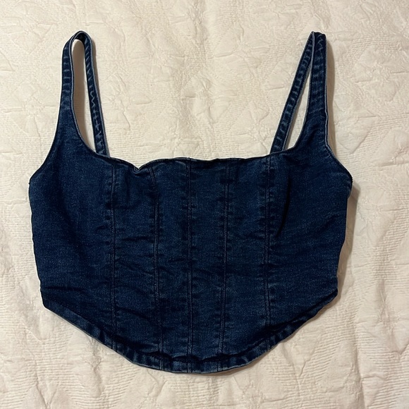 Zara | Tops | Zara Denim Corset | Poshmark